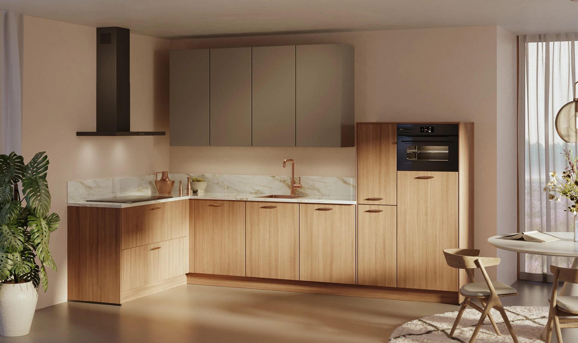 Houten keuken Ensor Karamel walnoot | Superkeukens